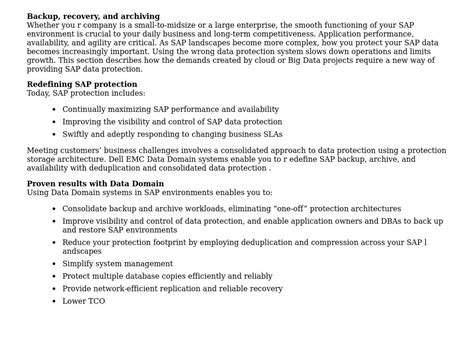 Data Protection Dell Ready Bundle For Sap With Unity Storage Dell Technologies Info Hub