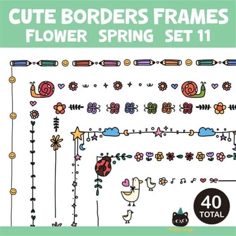 Cute Borders Frames Flower Frames Page Borders Frames Clipart Set 11