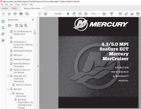 Mercury Mercruiser 4 3 5 0 Mpi Seacore Ect Operation Manual Pdf