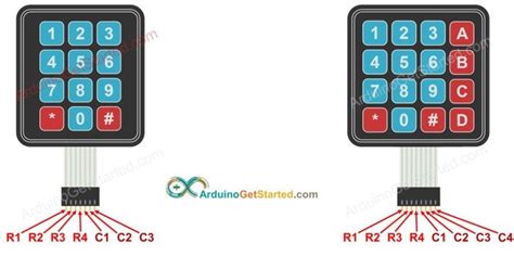 keypad numpad membran 4×3 3×4 12 matrix arduino sensor button input