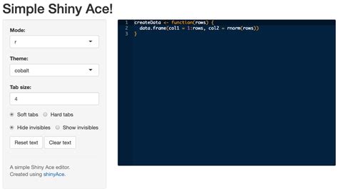 Ace Editor Bindings For Shiny ShinyAce