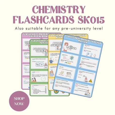 Chemistry Flashcards For A Level Matriculation Etsy