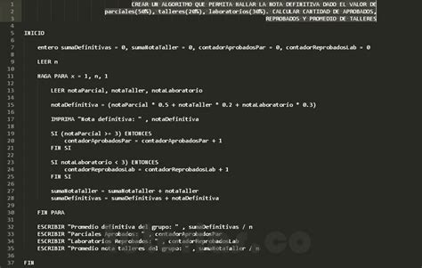 Ciclo Para Pseudocodigo Total Notas Definitivas