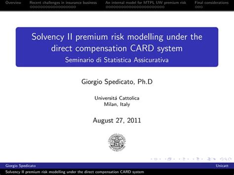 Pricing And Modelling Under The Italian Direct Compensation Card Scheme Pdf Motor Insurance