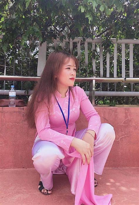 Pink Ao Dai And White Satin Trousers Ao Dai Satin Trousers Pink