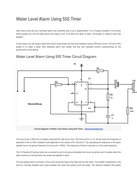 Water Level Alarm Using 555 Timer Pdf