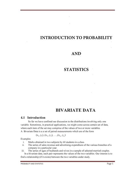 Bivariate Data Life Bivariate Data 4 Introduction So Far We Have Confined Our Discussion To