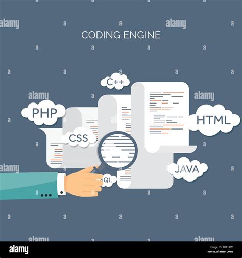 Vector Illustration Flat Background Coding Programming Seo Search