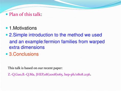 Ppt Fermion Families From Two Layer Warped Extra Dimensions