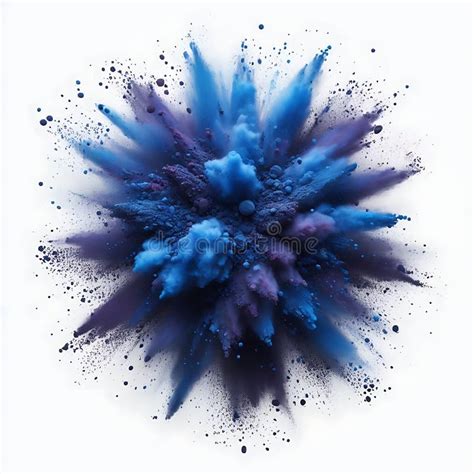 Dark Blue Indigo Powder Explosion Isolated On White Background Abstract Burst Of Colored Dust