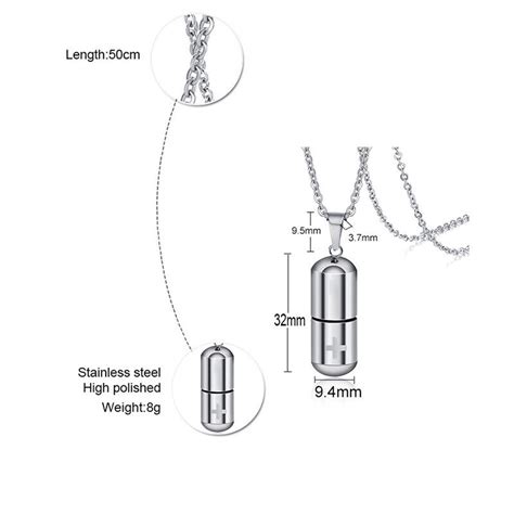 Silver Women Men Pendant Necklace Perfume Bottle Medical Pill Capsule