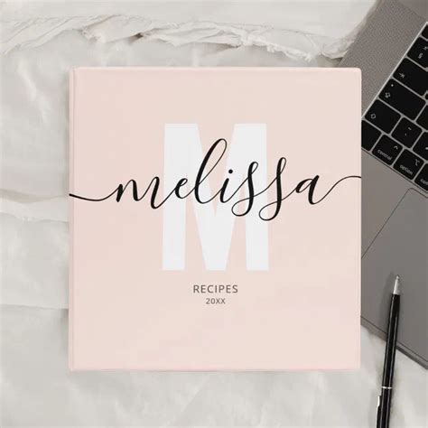 Girly Monogram Calligraphy Blush Pink 3 Ring Binder Zazzle