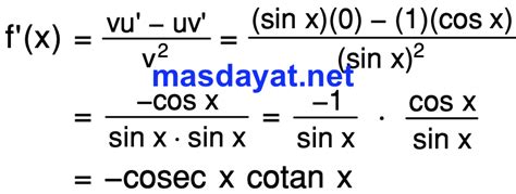 F X Cosec X Maka F X Cosec X Cotan X Mas Dayat
