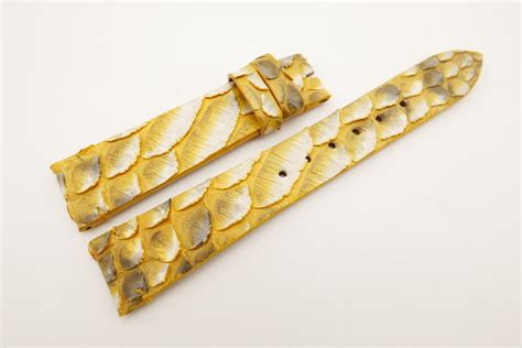 19mm16mm Beige Genuine Python Skin Leather Watch Strap Wt6673