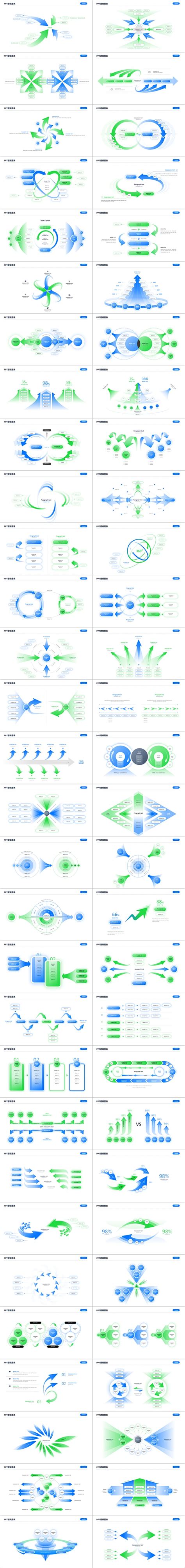Ppt模板 浅色科技风逻辑结构图表ppt模板 花瓣网