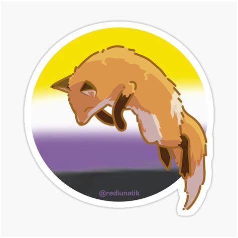 Non Binary Red Fox Sticker For Sale By Lunatikshop Redbubble