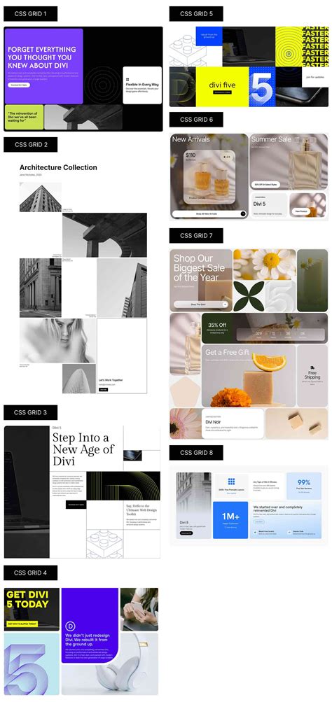 8 Css Grid Layouts For Divi 5 Free Download