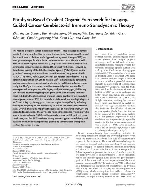 porphyrin‐based covalent organic framework for imaging‐guided cancer combinatorial immuno