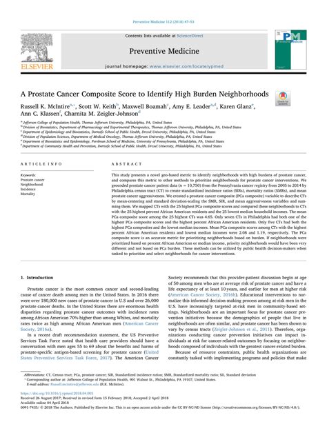 Pdf A Prostate Cancer Composite Score To Identify High Burden