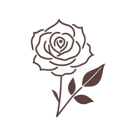 Rose Outline With Leaves Stock Illustration Illustration Of Classic