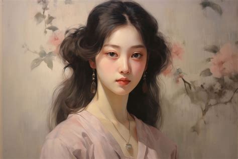 Korean Girl Painting Portrait Adult Free Photo Illustration Rawpixel