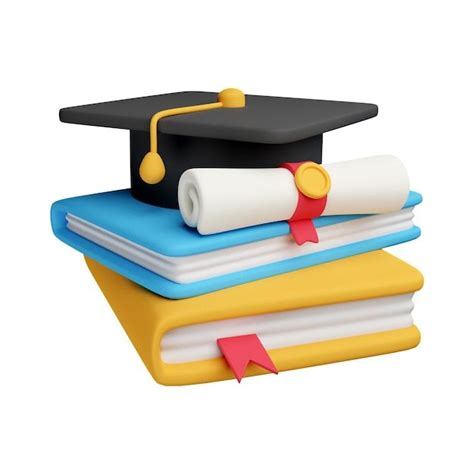 책 위에 졸업 모자와 함께 있는 책 무더기