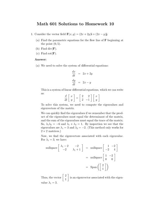 Solutions To Homework 10 Methods Of Applied Mathematics I Math 601 Docsity