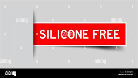 Inserted Red Color Sticker Label With Word Silicone Free On Gray Background Stock Vector Image