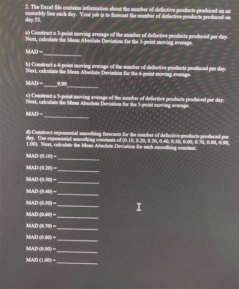 Solved 2 The Excel File Contains Information About The