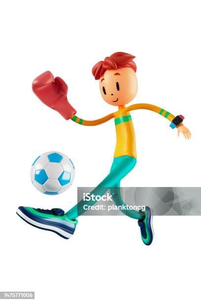 사람 만화 캐릭터 소년과 스포츠 개체를 가진 소녀 3d 그림입니다 피트니스 활동 행동 스포츠 경기에서 남자 건강한 개념입니다 3d 공 운동 액션스마트폰 스마트워치 디자인 3