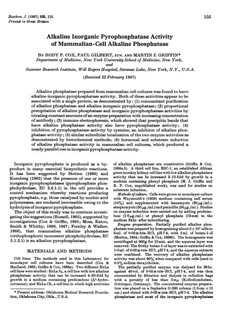 Pdf Alkaline Inorganic Pyrophosphatase Activity Of Mammalian Cell Alkaline Phosphatase