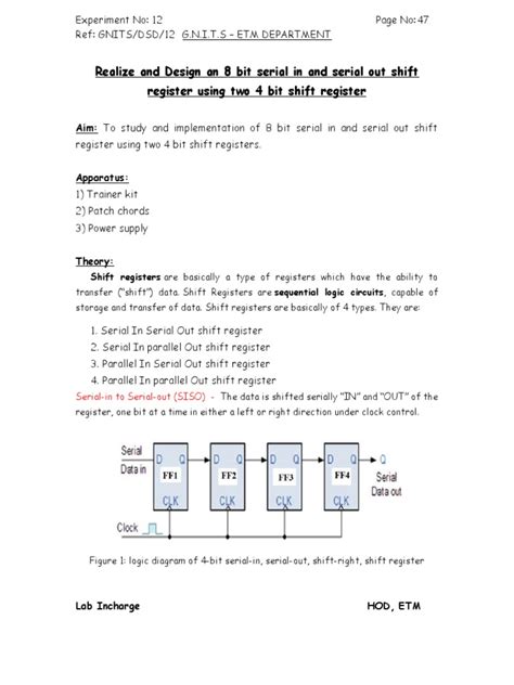 Realize And Design An 8 Bit Serial In And Serial Out Shift Register