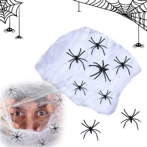 Adorno Halloween Telaraña Blanca Araña Falsa Fiesta Mercadolibre