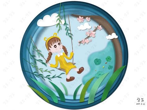 剪纸插画 荷塘之乐 星辰浮光 站酷ZCOOL