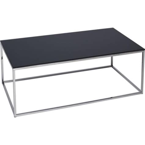 Black Glass And Silver Metal Contemporary Rectangular Coffee Table