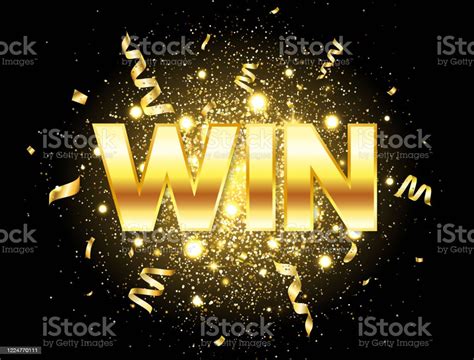 반짝이 반짝임과 떨어지는 색종이황금 텍스트를 승리 밝은 축하 배경 큰 승리 승자 팀 색종이 폭발 성공적인 챔피언 1위 벡터