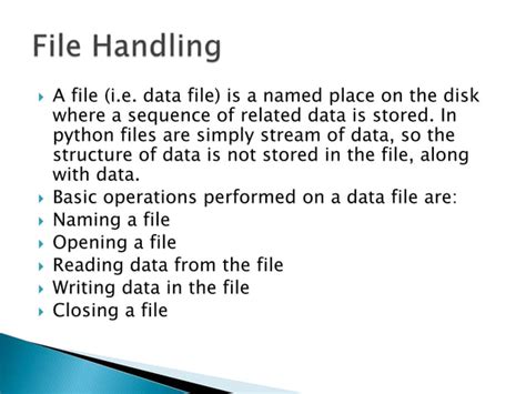 File Handling In Python Using Exception Statement Pptx