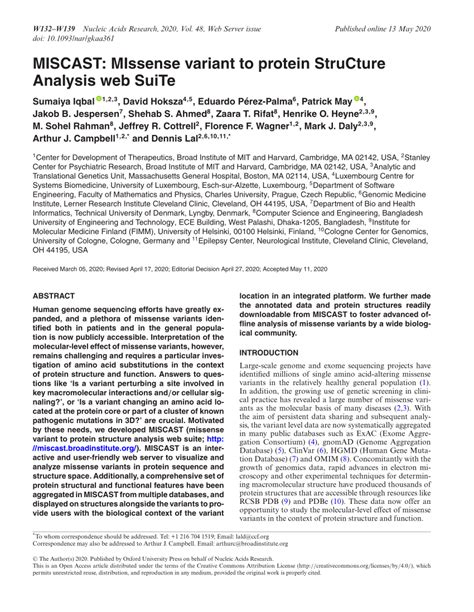 Pdf Miscast Missense Variant To Protein Structure Analysis Web Suite