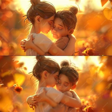 Premium Photo 3d Rendered Photos Of Mother Warmly Hugging Her