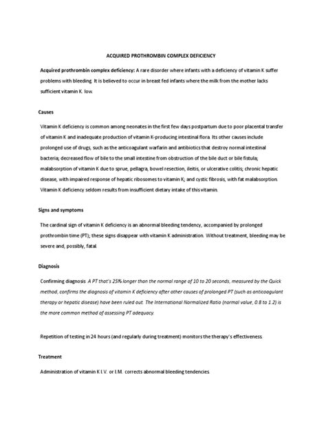 Acquired Prothrombin Complex Deficiency Pdf Vitamin Gastroenterology