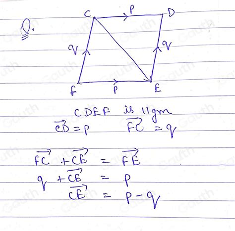 solved cdef is a parallelogram vector cd p vector fc q write vector