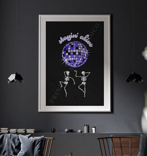 Stayin Alive Disco Skeleton Digital Download Etsy