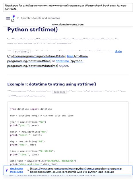 Python Strftime Datetime To String Pdf