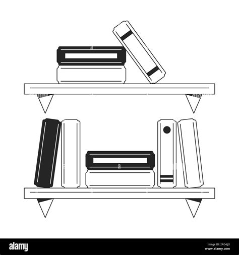 Studying Bookshelves Flat Monochrome Isolated Vector Object Stock