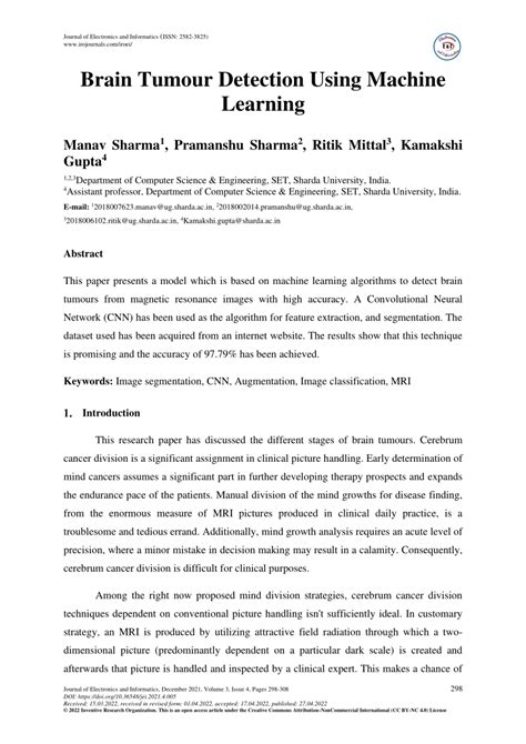 Pdf Brain Tumour Detection Using Machine Learning