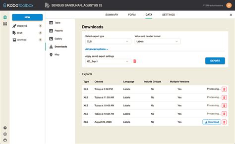 The Download Status Keep “processing” Data Management Kobotoolbox