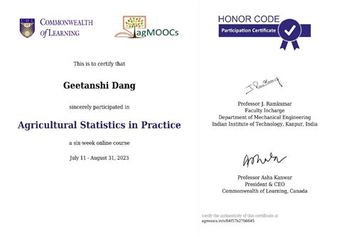 geetanshi dang on linkedin agmoocs agriculturalstatistics iitkanpur commonwealthoflearning