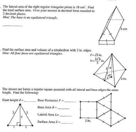 Solved The Lateral Area Of The Right Regular Triangular Chegg