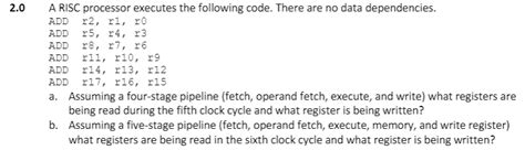 Solved 20 A Risc Processor Executes The Following Code