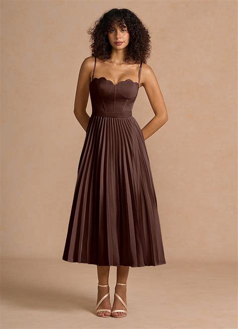 Amélie Mocha Coco Midi Dress Azazie